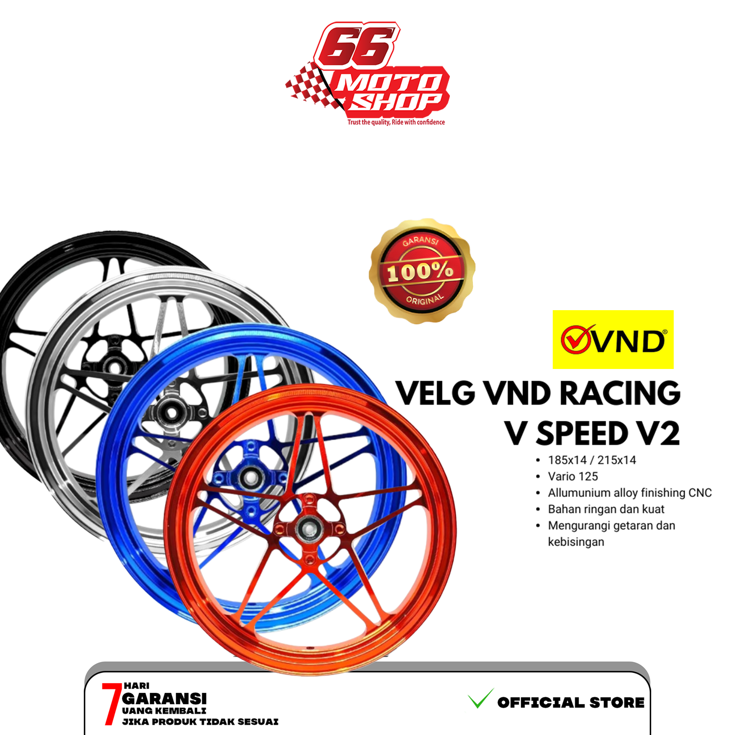 VND Velg Racing V Speed V2 185X14 & 215X14-Vario 125 - 66motoshop